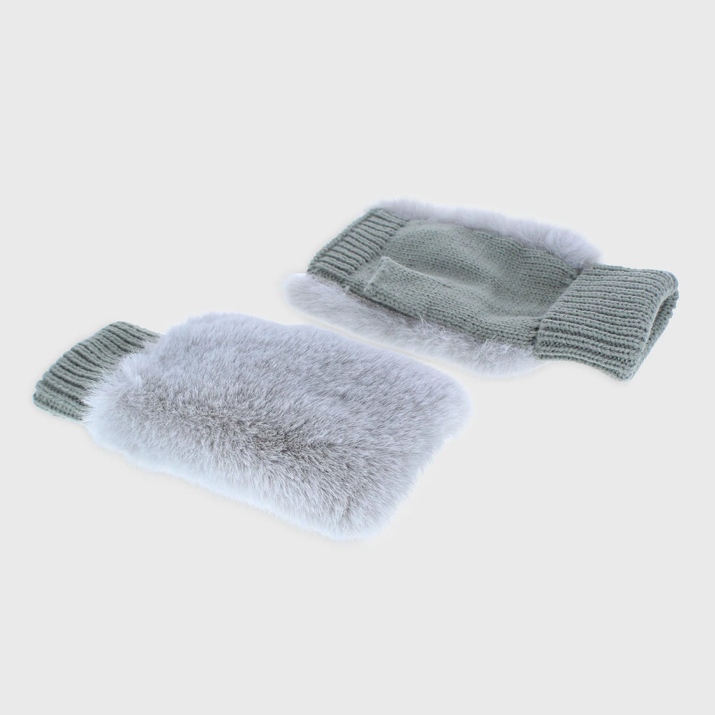 Faux Fur Fingerless Gloves: Grey - Millie Mae - Daisy Chain Gift Company