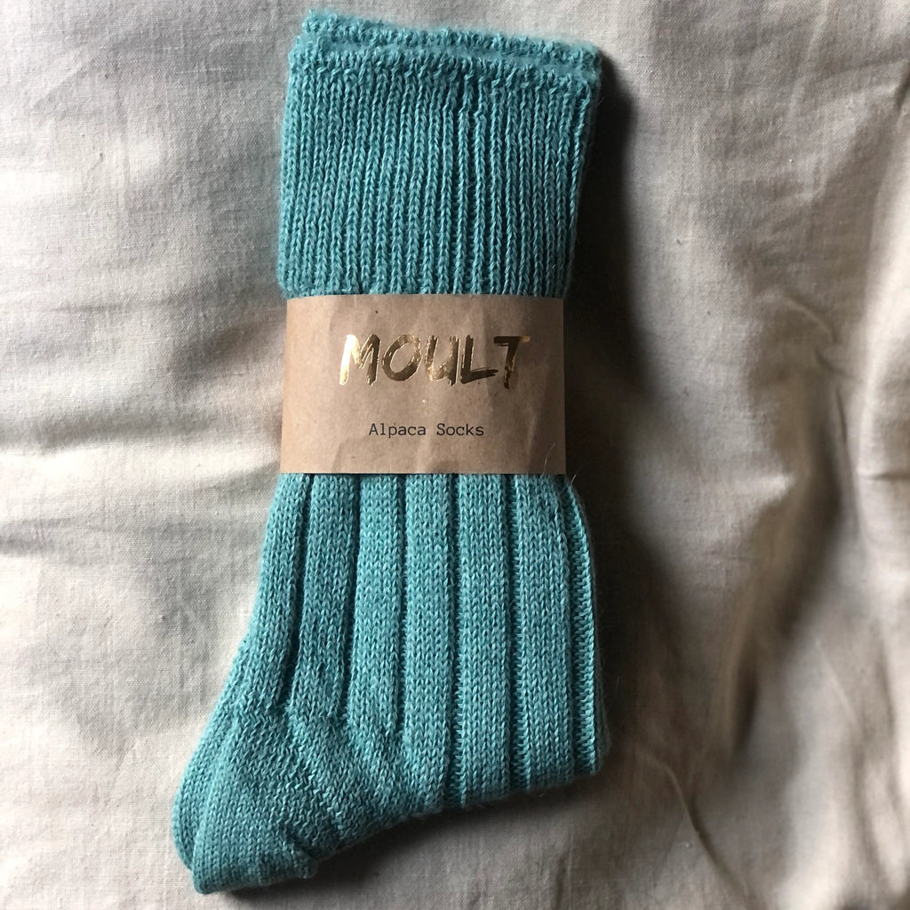 Alpaca Lounging Socks Medium: Teal - Moult - Daisy Chain Gift Company