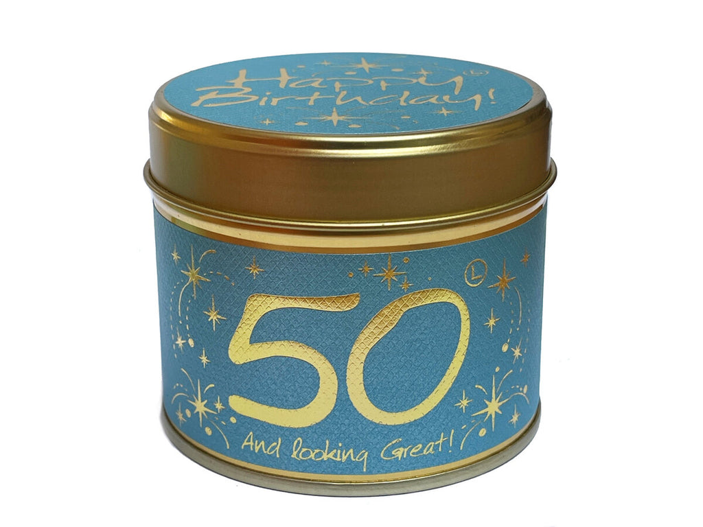 50th Happy Birthday Scented Candle - Lily-Flame - Daisy Chain Gift Company